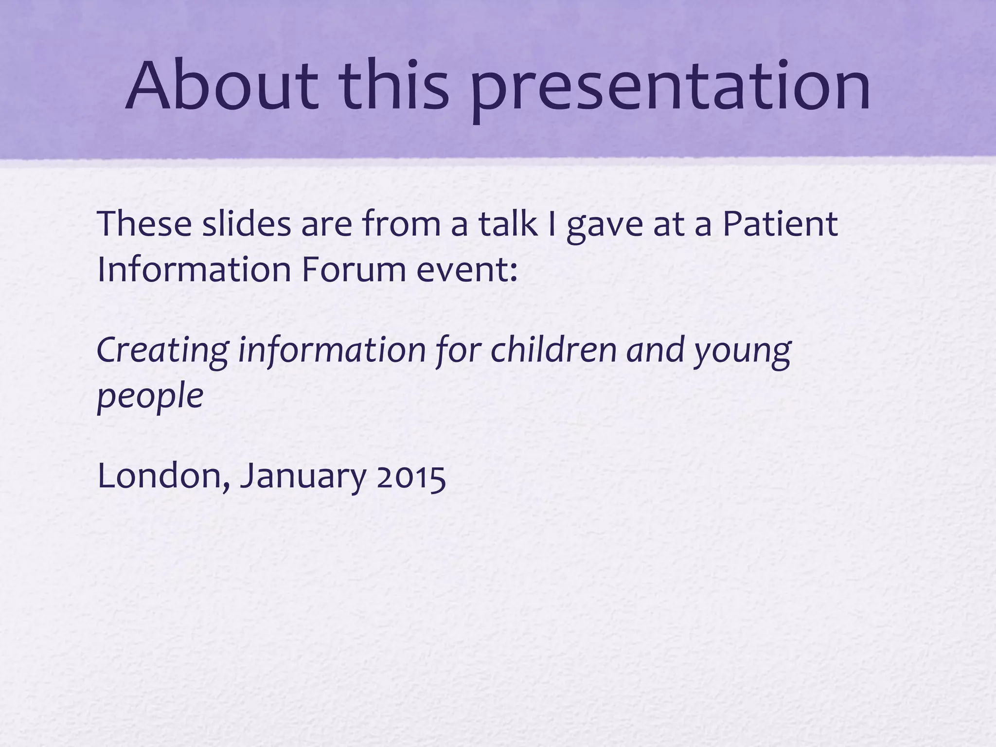 Health information for children and young people | PPT