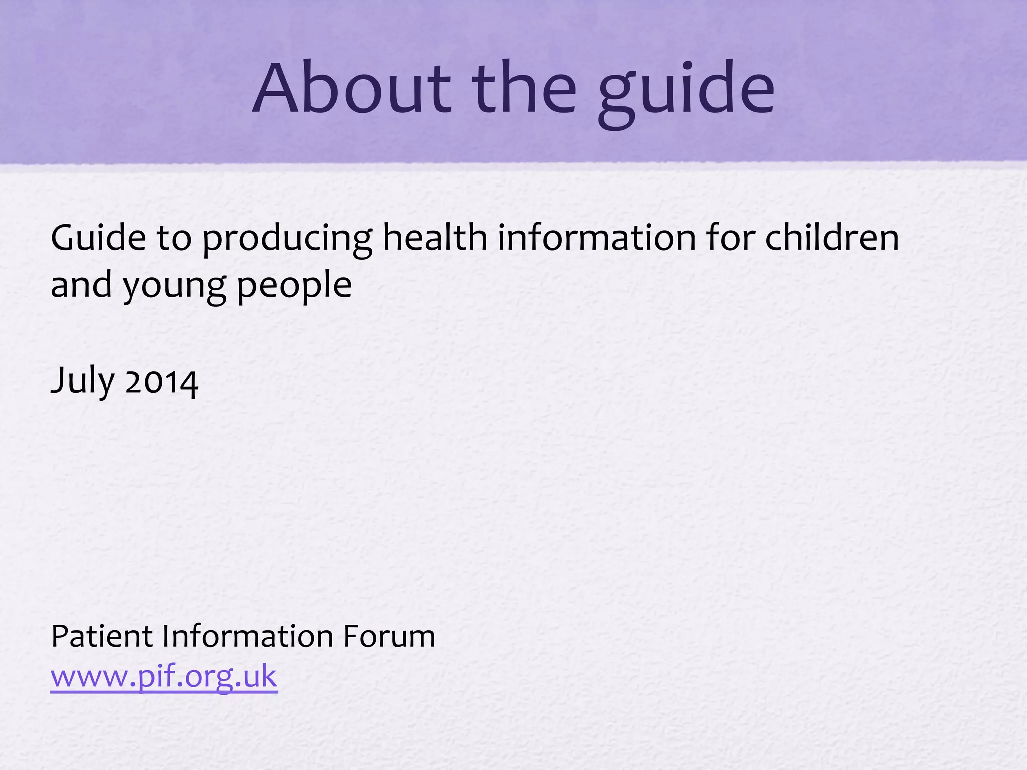 Health information for children and young people | PPT