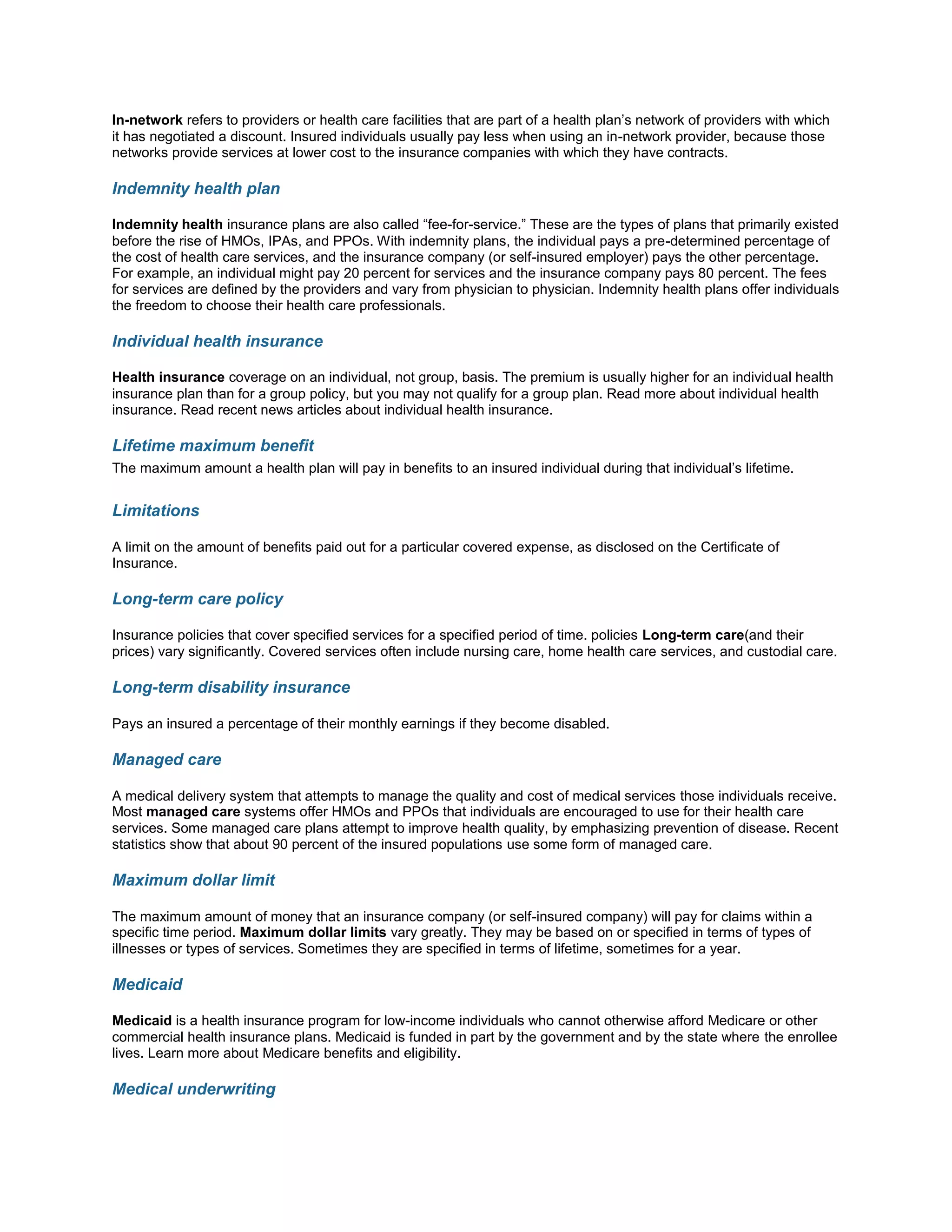 Health Insurance Glossary | PDF