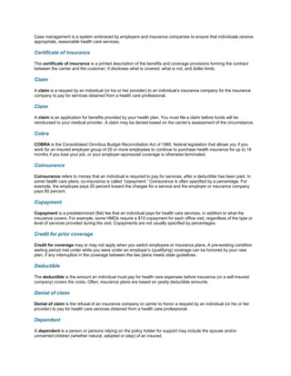 Health Insurance Glossary | PDF