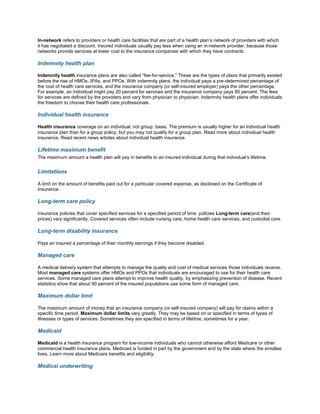 Health Insurance Glossary | PDF