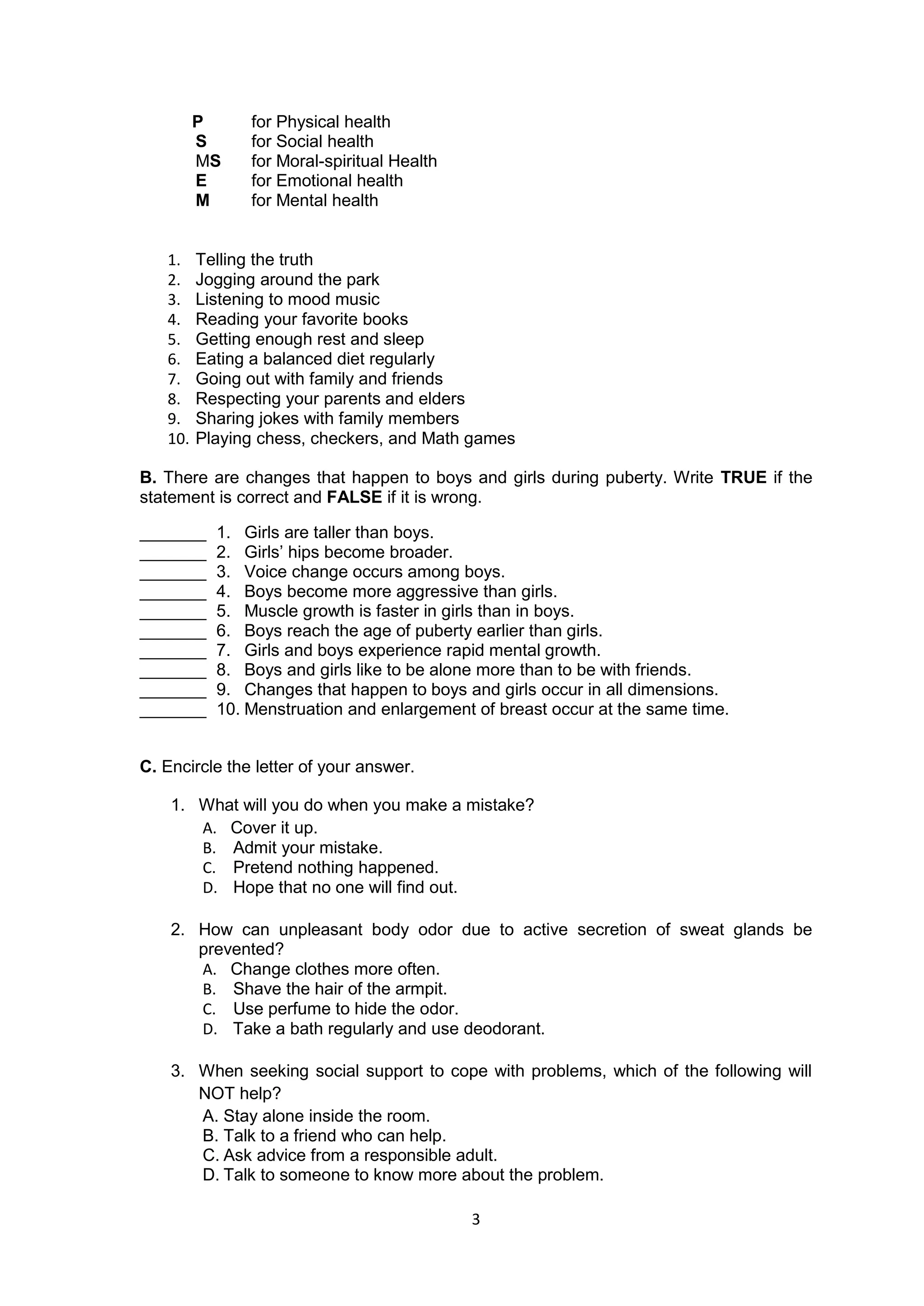 grade 7 health module | PDF