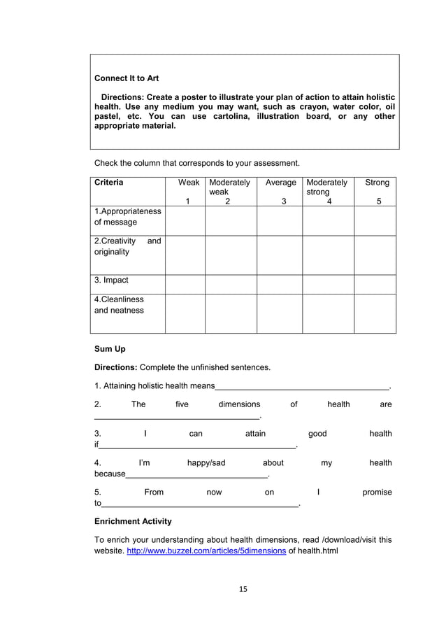 grade 7 health module | PDF | Holistic Health | Alternative Medicine