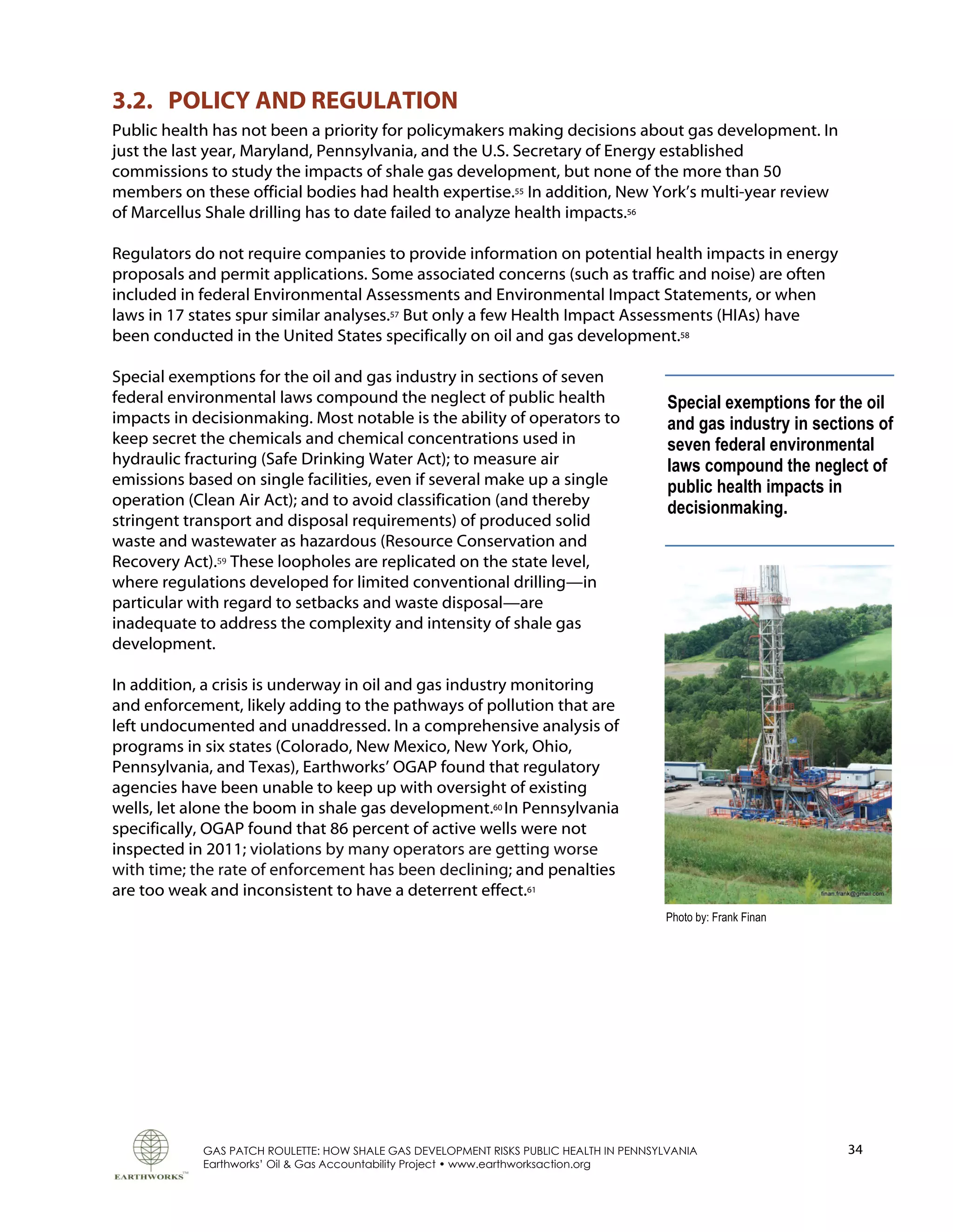 EARTHWORKS Study: Gas Patch Routlette - How Shale Gas Development Risks ...
