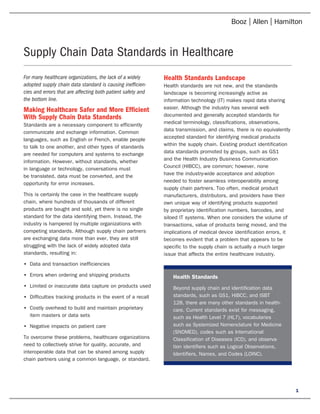 Supply Chain Data Standards in Healthcare | PDF