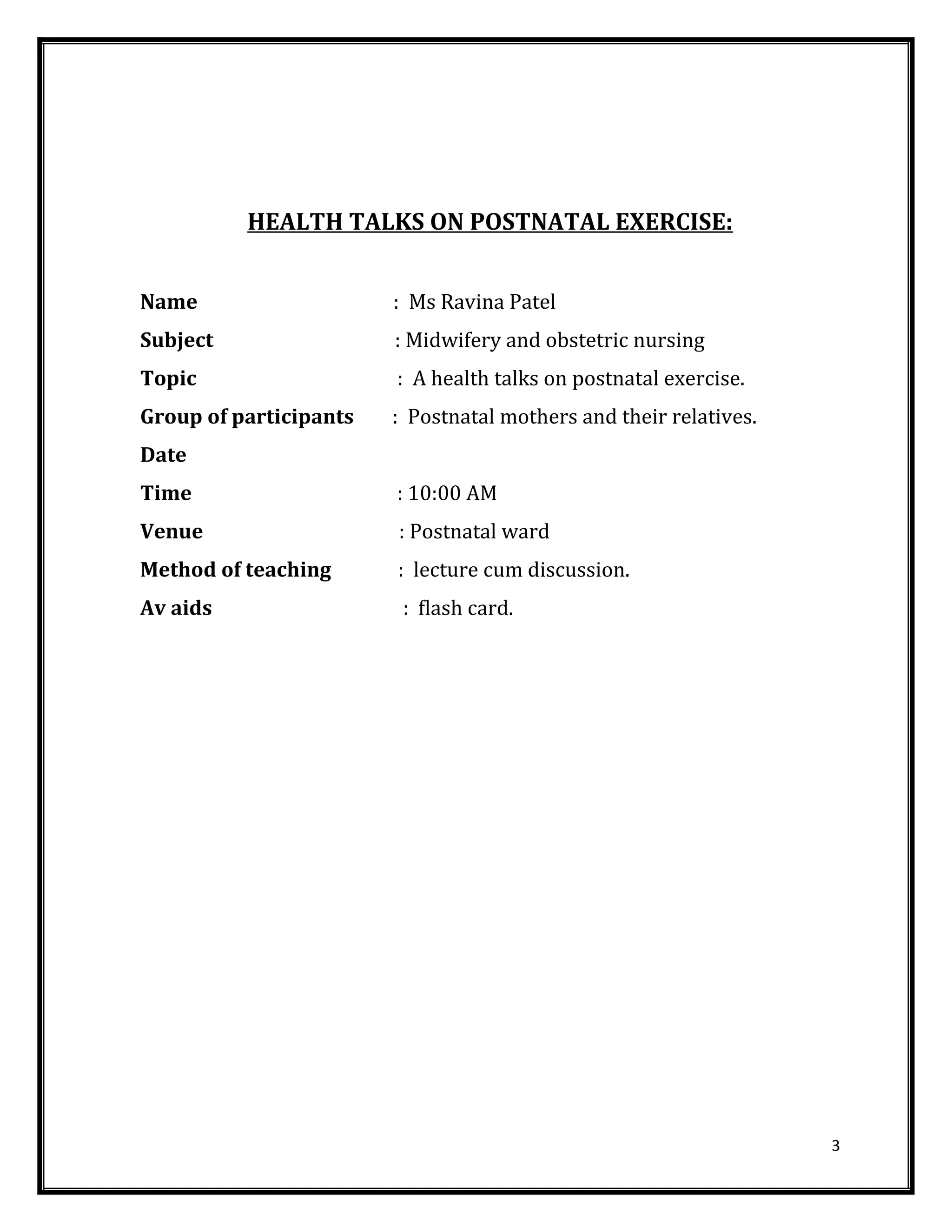 Health-Talk-On-Postnatal-Exercise Jitendra bhargav SlideShare.com
