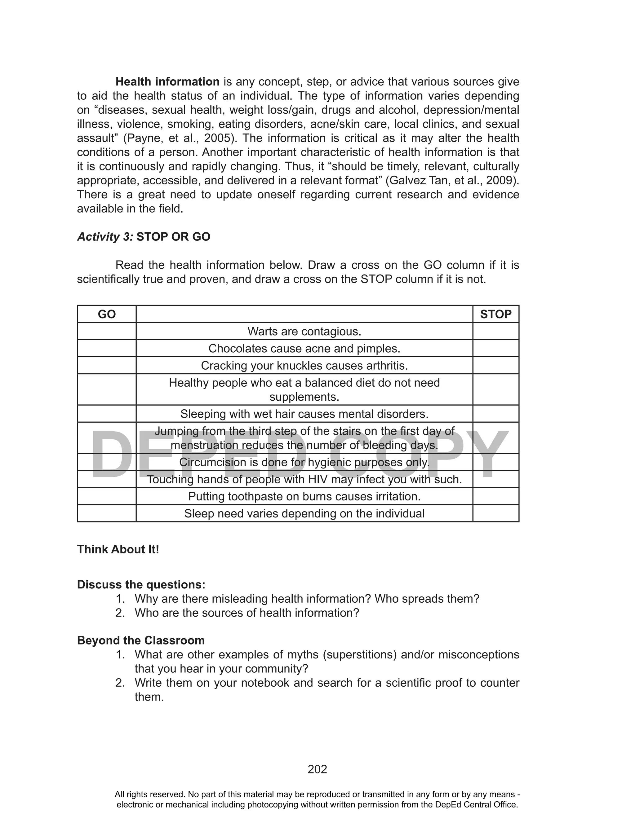 Grade 10 Health - Learning Material {Unit 1: Consumer Health} | PDF