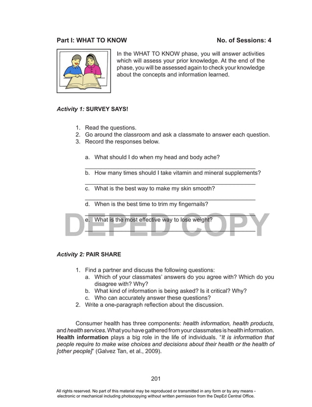 Grade 10 Health - Learning Material {Unit 1: Consumer Health} | PDF