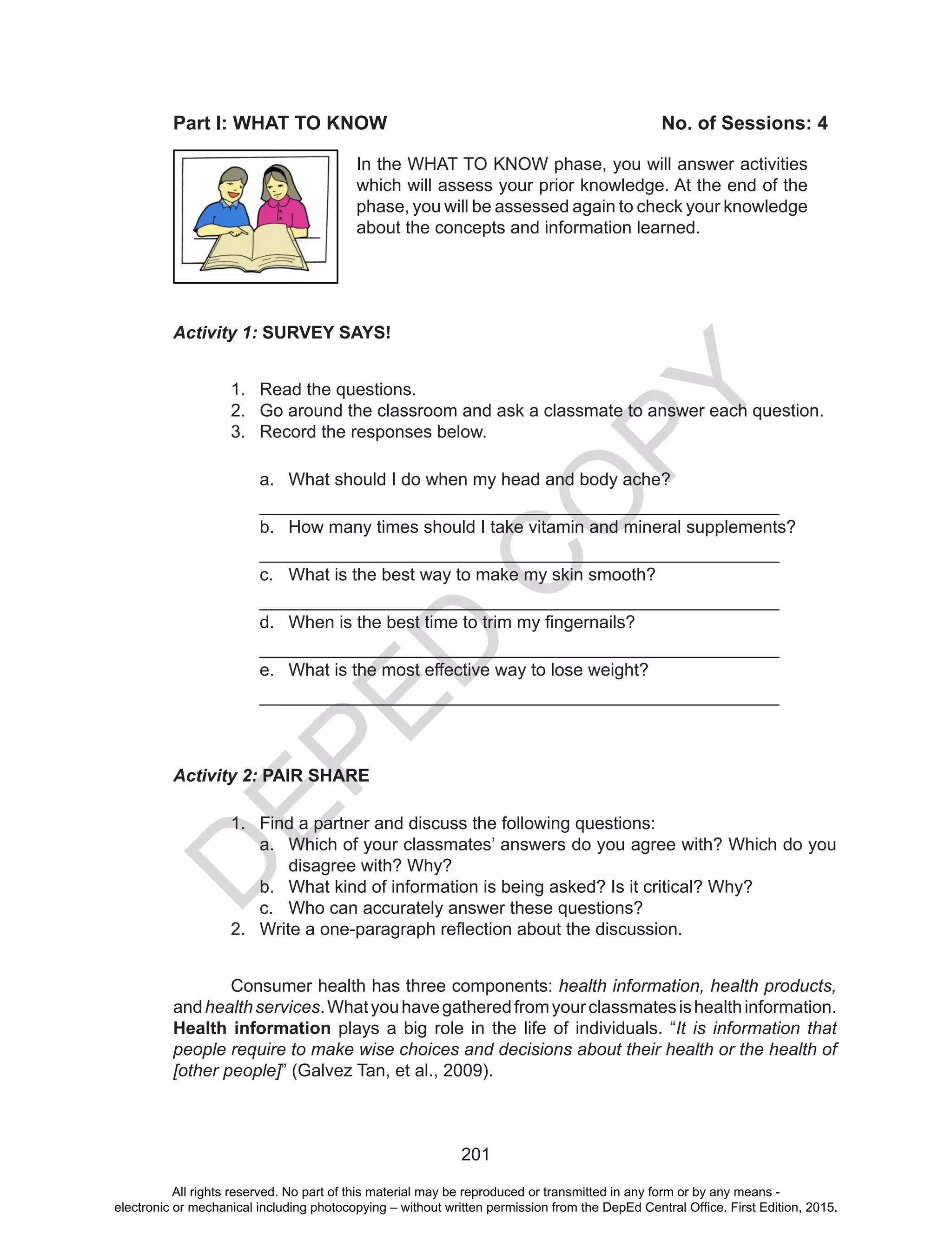 Grade 10 Health Unit 1 | PDF