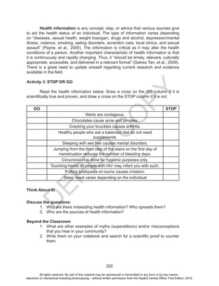 Grade 10 Health Unit 1 | PDF