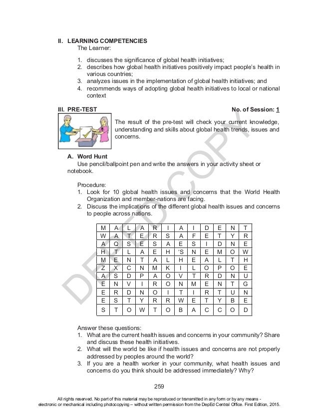 10 Grade Health Worksheet