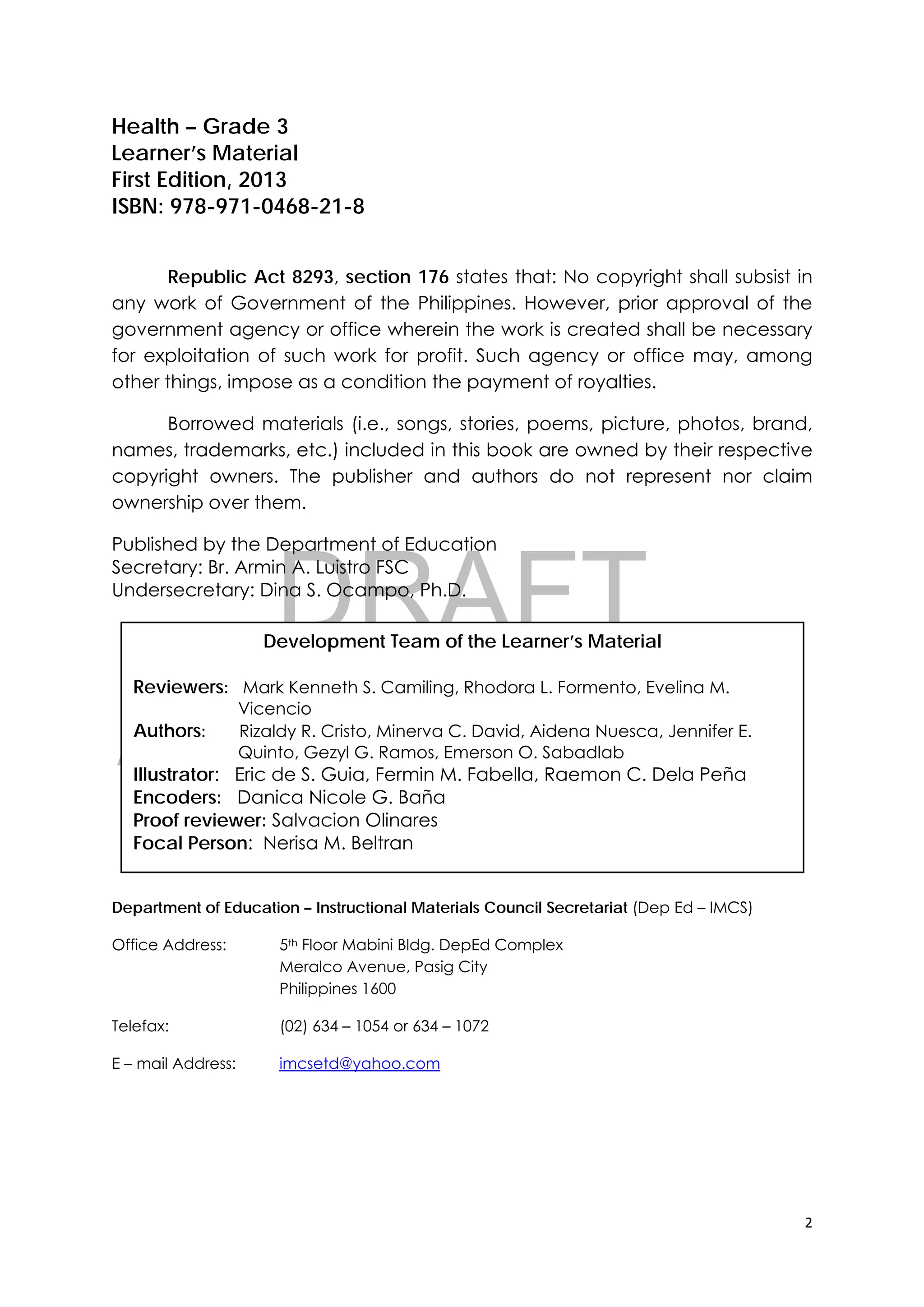 Grade 3 Health Learners Module | PDF