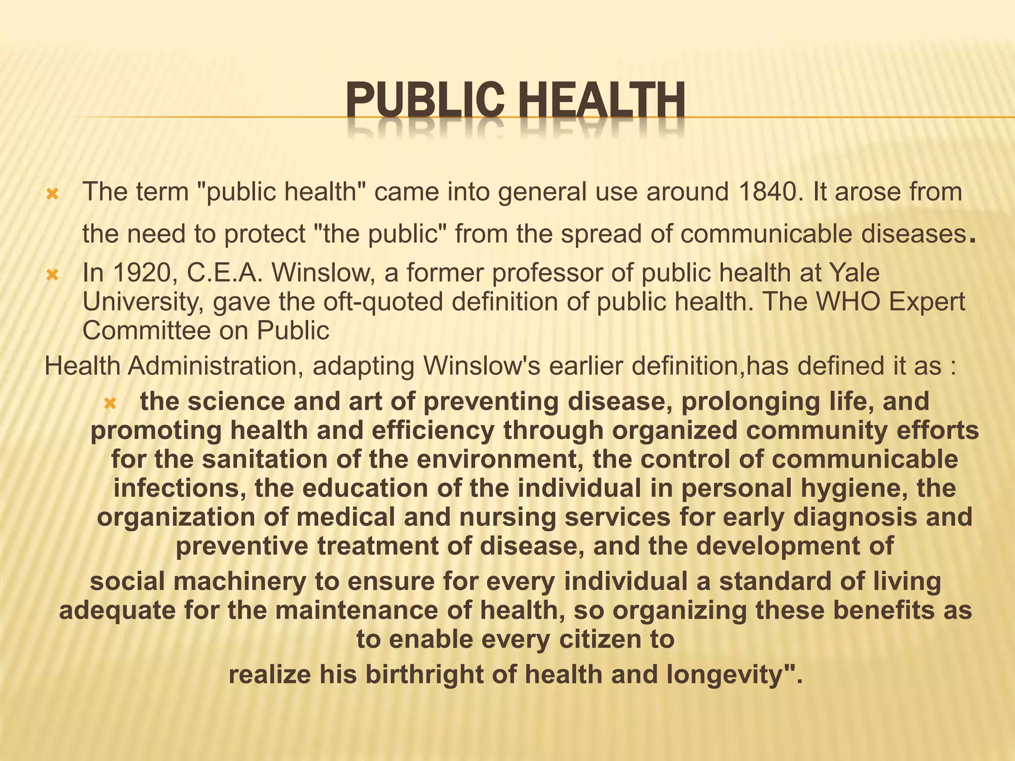 Public Health and Changing Concept of Public Health Lecture | PPTX