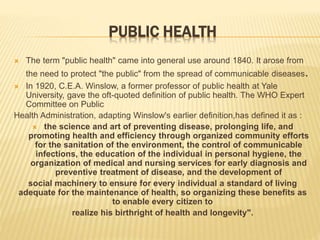Public Health and Changing Concept of Public Health Lecture | PPTX