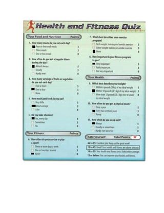 Health and fitness quiz | DOCX