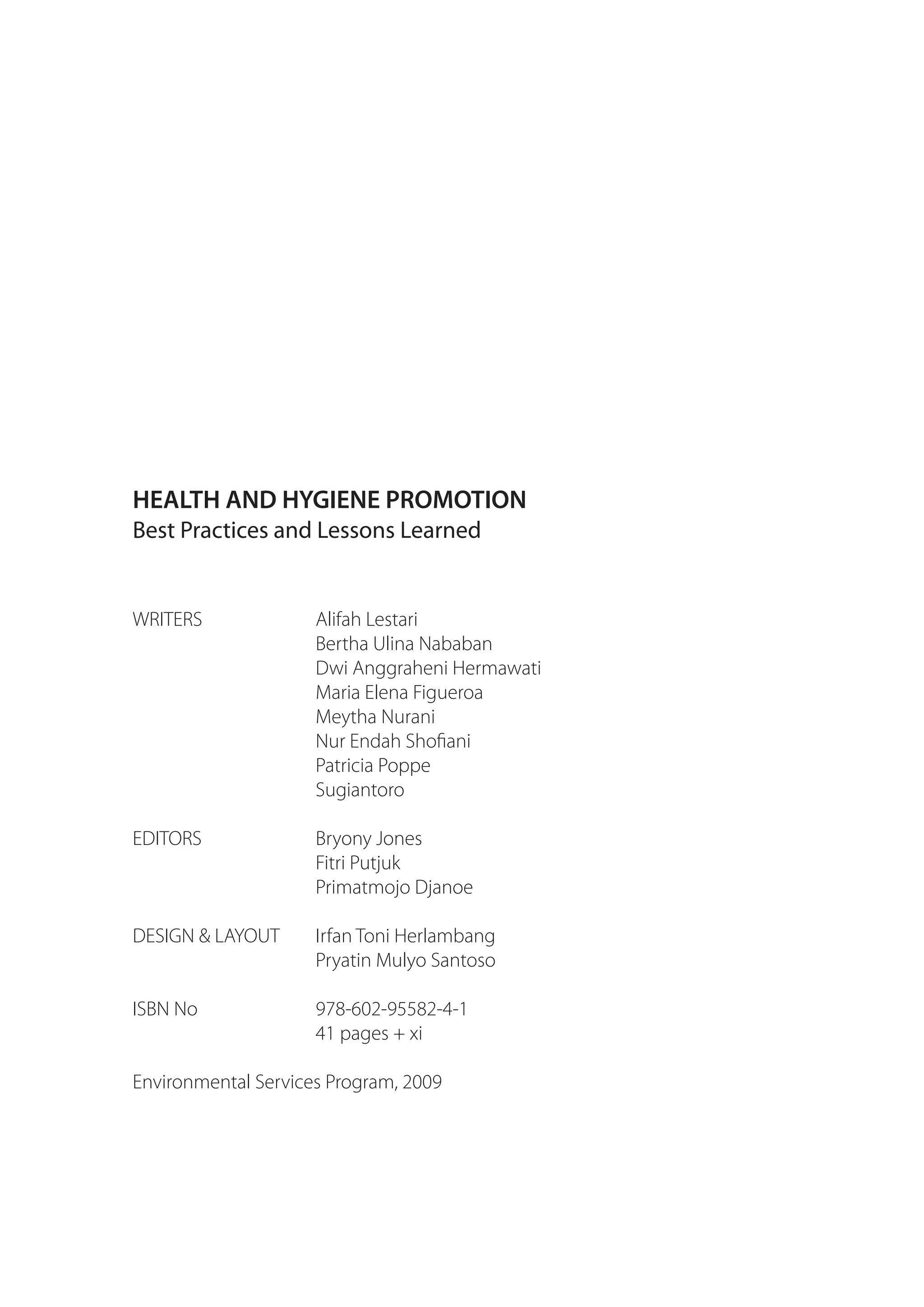 Health and hygiene promotion best practices and lessons learned | PDF ...