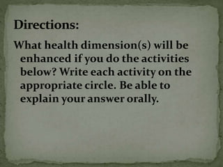 Health and its dimensions | PPTX