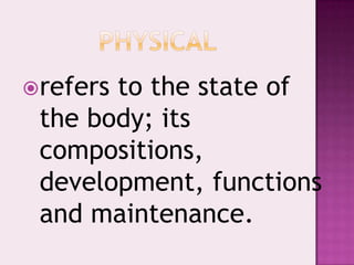 Health and its dimensions health 1st quarter | PPTX