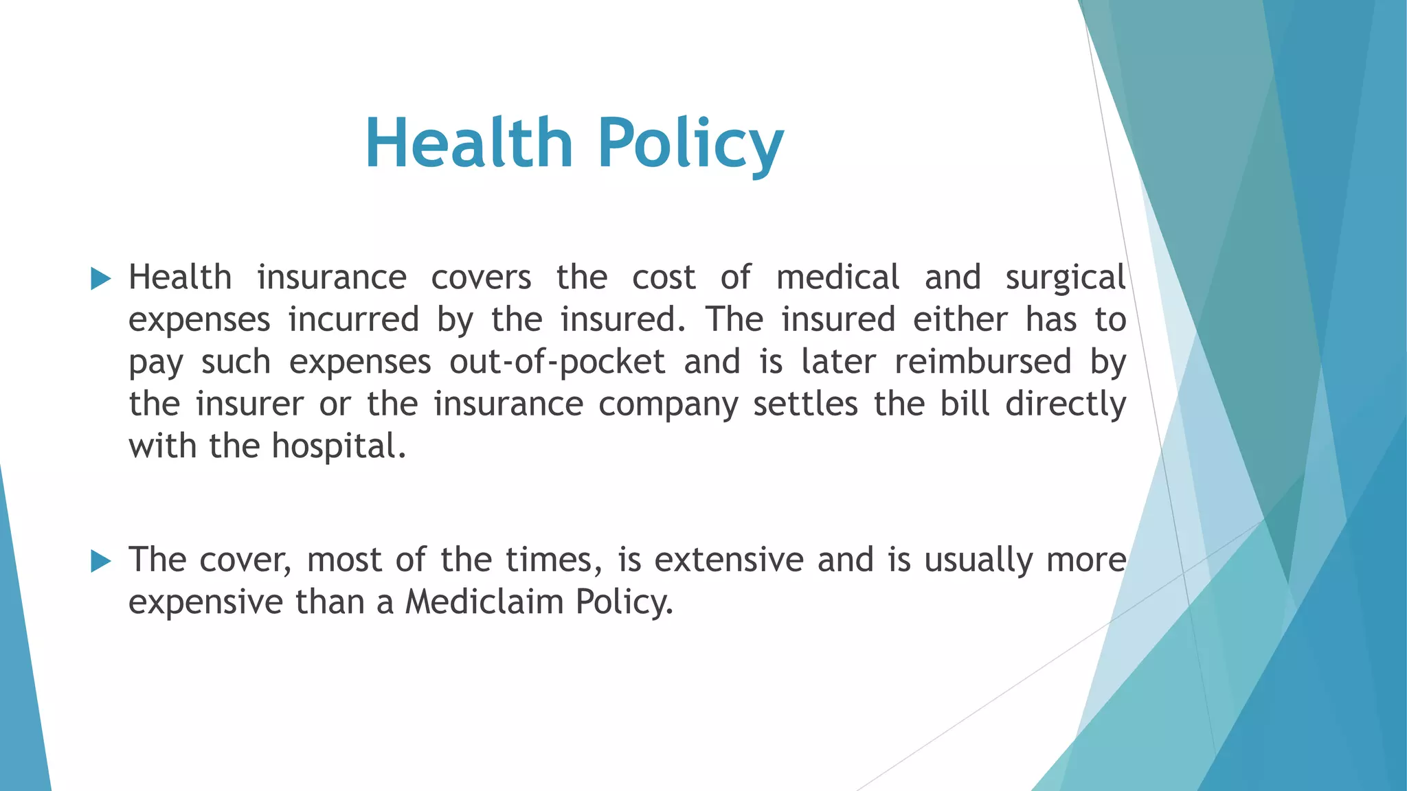 Health and Mediclaim policies | PPT