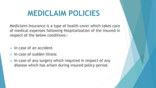 Health and Mediclaim policies | PPT