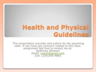 Health and physical guidelines | PPT