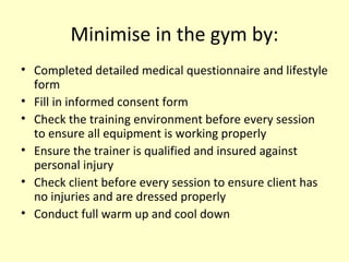 Health and safety in fitness | PPT