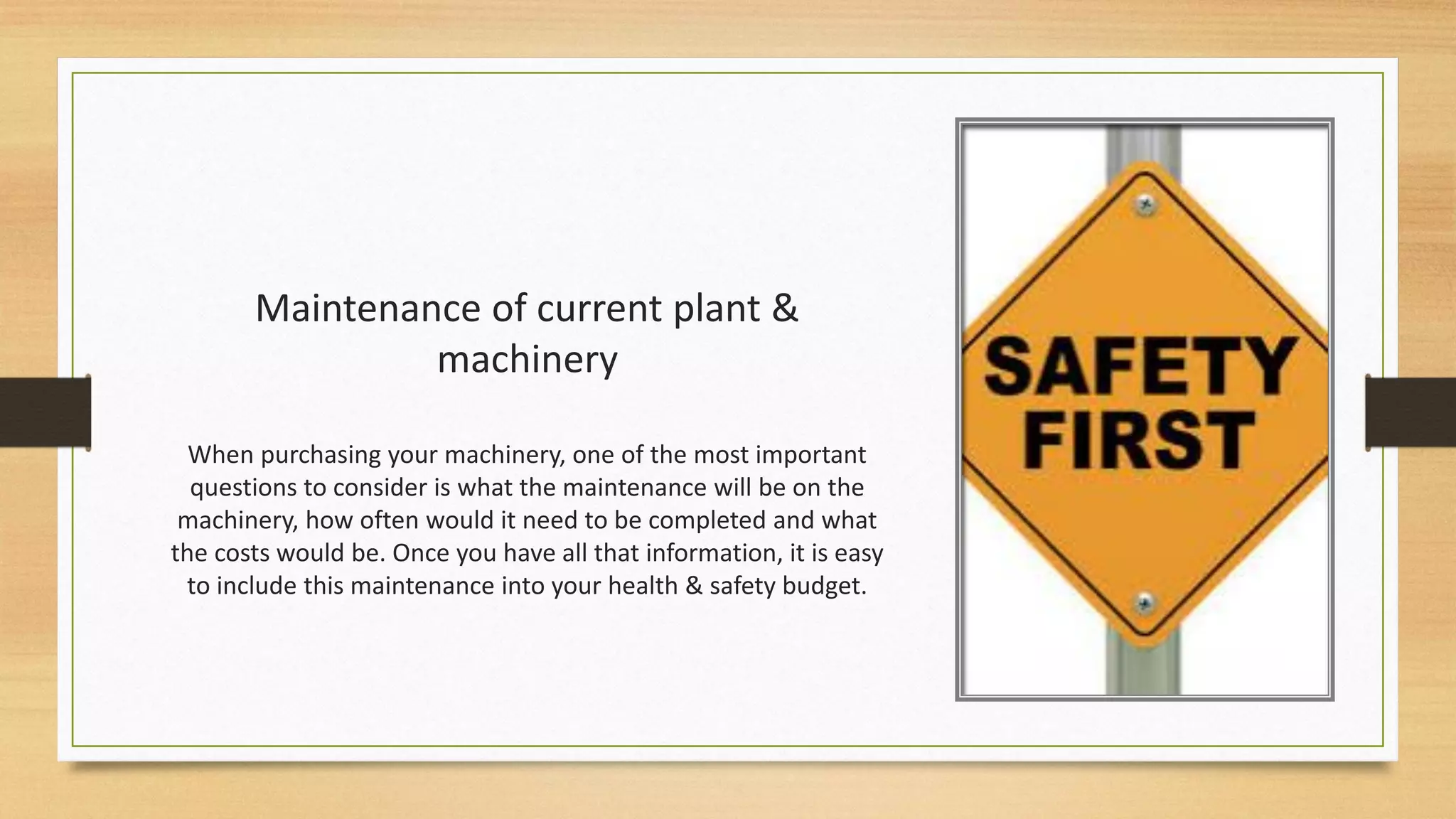 Health and safety in the workplace: Safety Budget | PDF