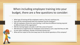 Health and safety in the workplace: Safety Budget | PDF