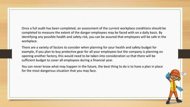 Health and safety in the workplace: Safety Budget | PDF | Human ...