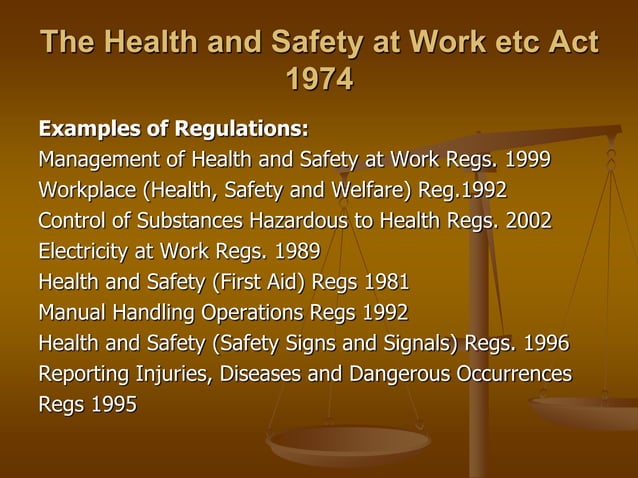 Health and Safety Law Presentation - health and safety issues | PPT ...