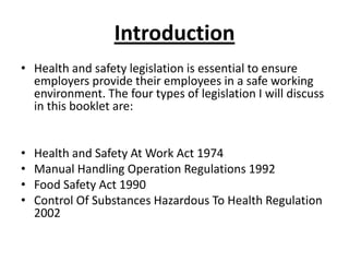 Health and safety legislation in Health and Social Care