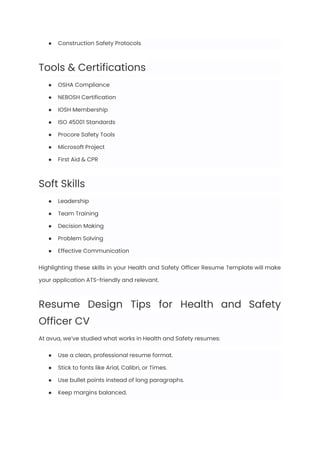Health And Safety Officer Resume Examples & Writing Guide for 2025 | PDF