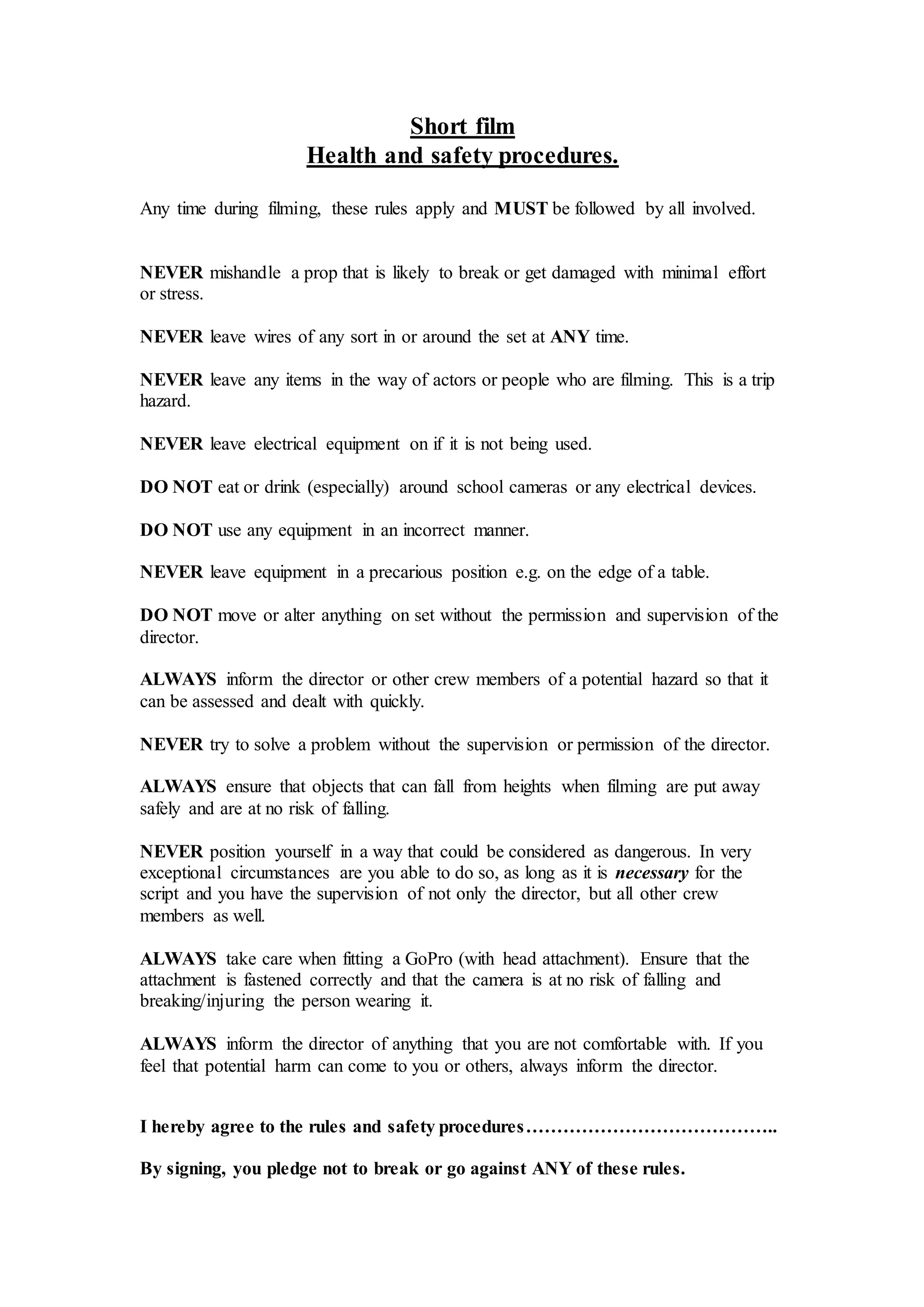 Health and safety procedures | DOCX
