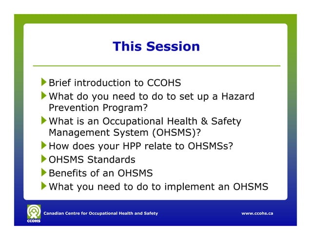 Hazard Prevention Programs and OHS Management Systems | PPT