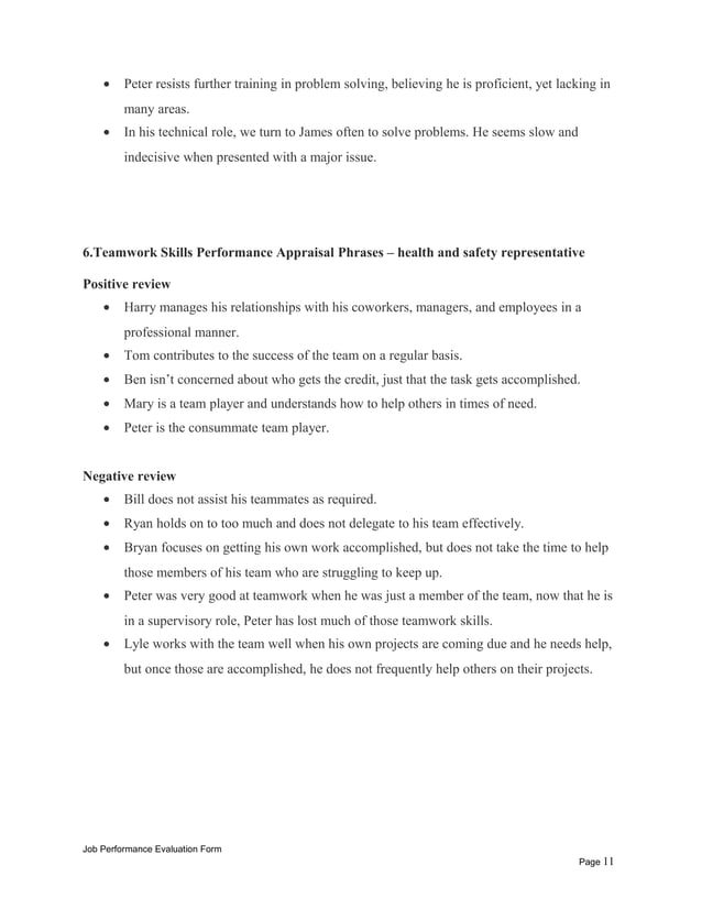 Health and safety representative performance appraisal | PDF