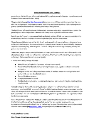 Health and safety retainer packages | DOCX