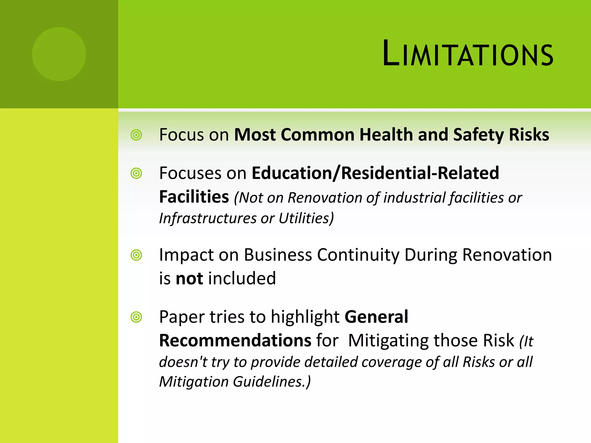 Health and safety risks in buildings renovation project | PPTX