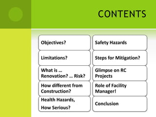 Health and safety risks in buildings renovation project | PPTX