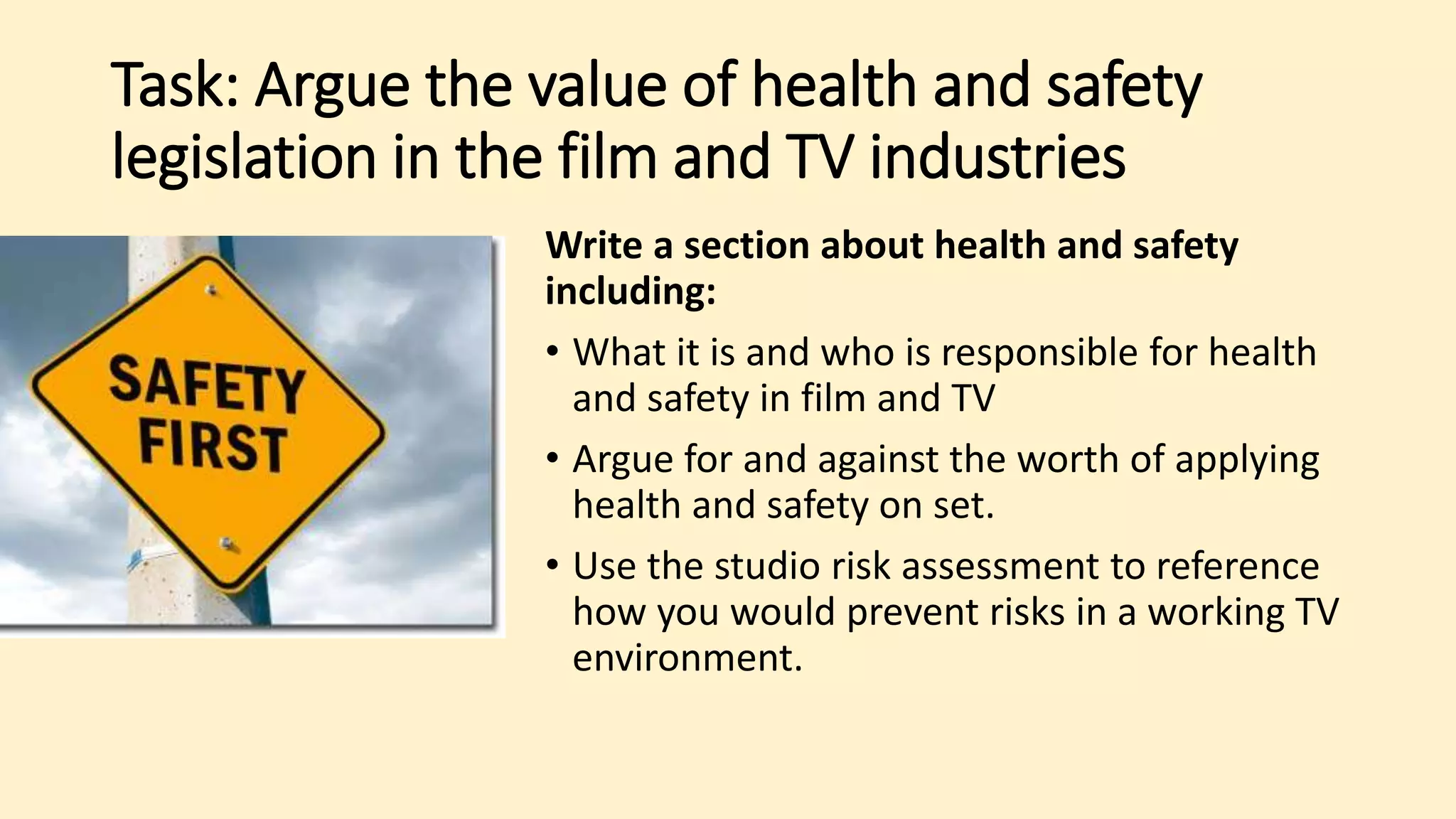 Health and safety tv industry wk20 | PPTX