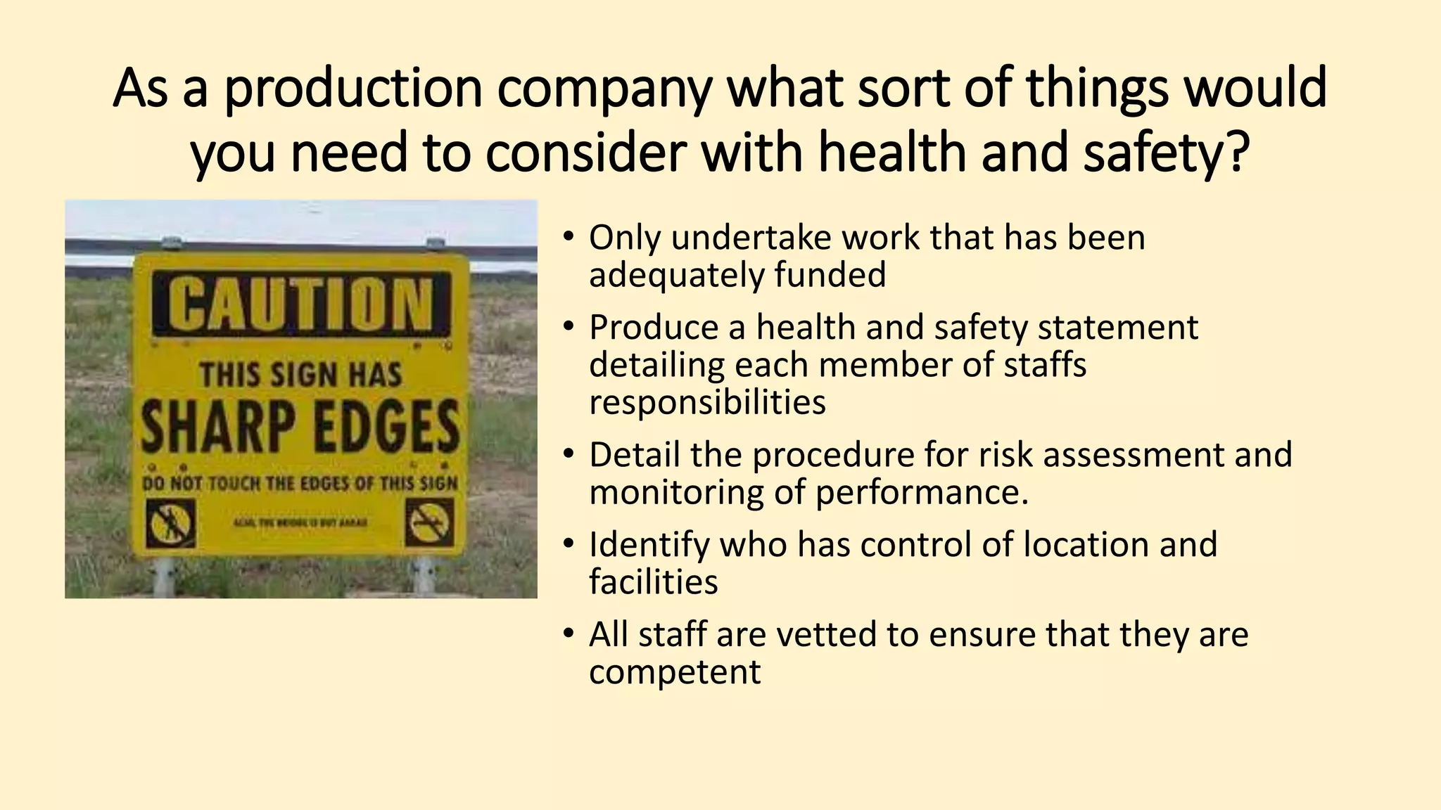 Health and safety tv industry wk20 | PPTX