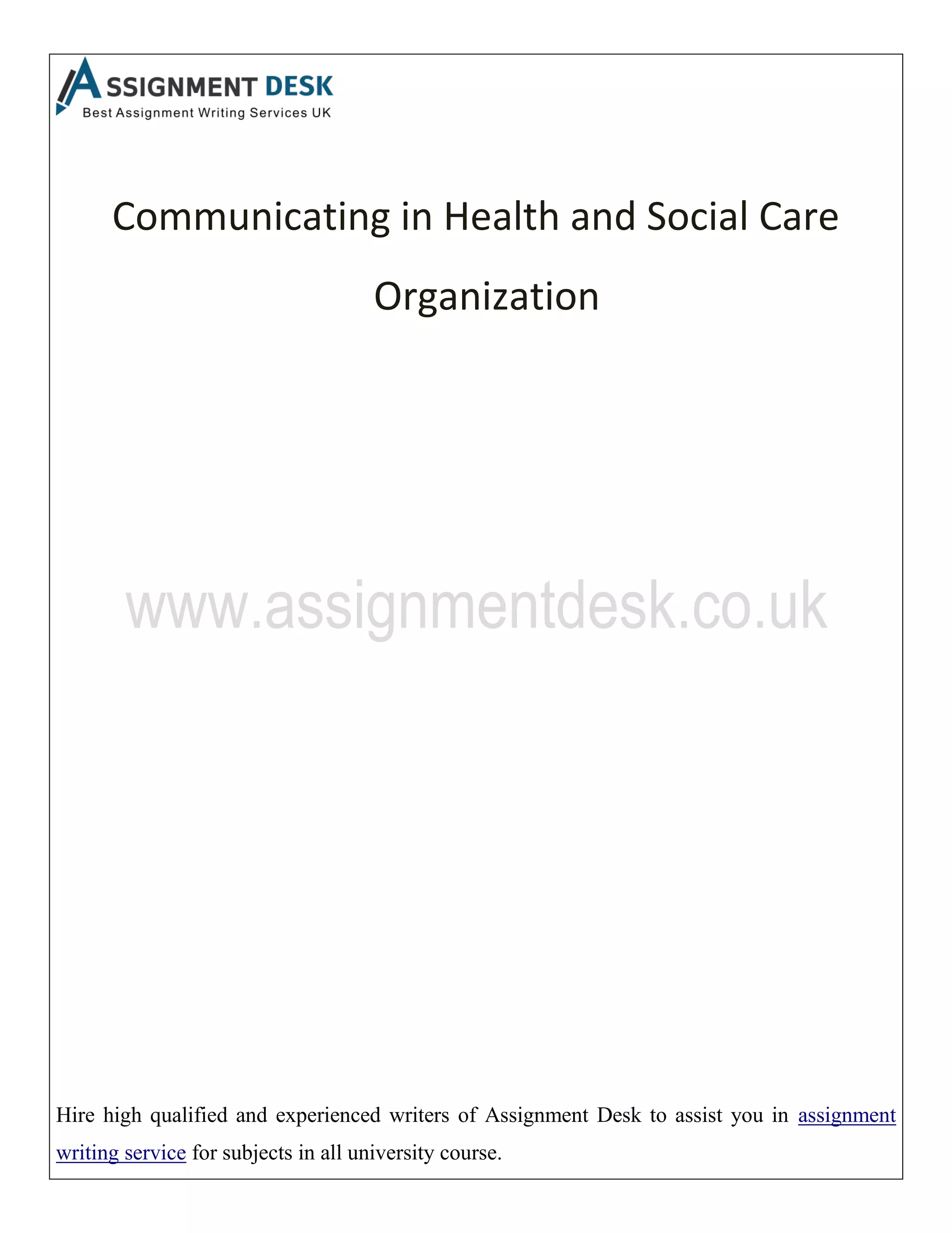 Effective Communication in Health and Social Care Organization | PDF
