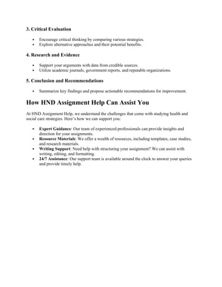 Health and Social Care Strategies and Policies Assignment Help | DOCX