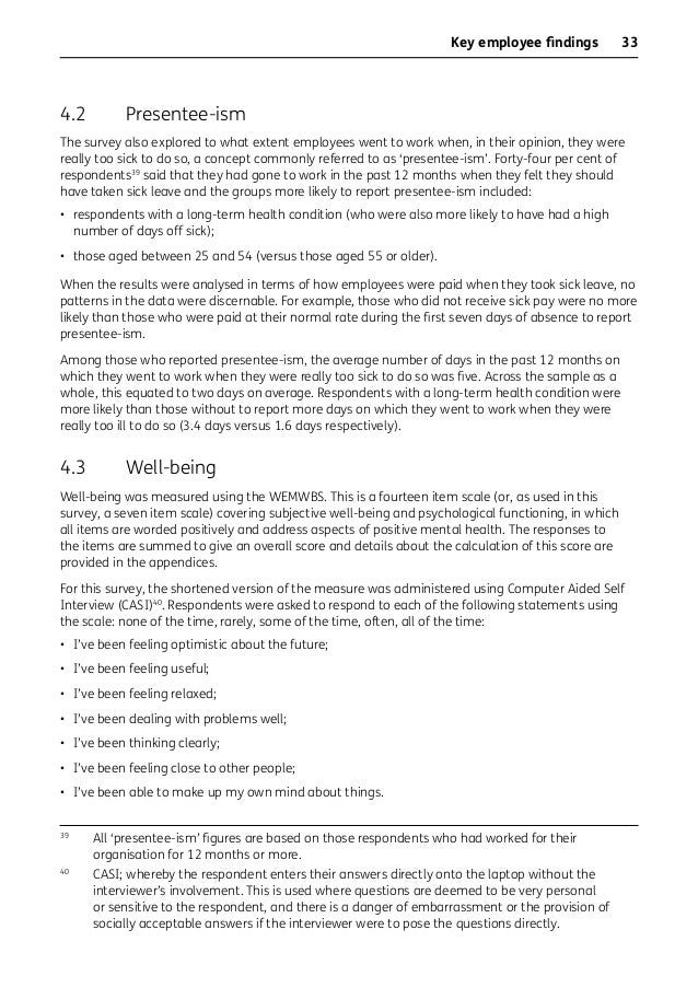 Health and well being dwp report