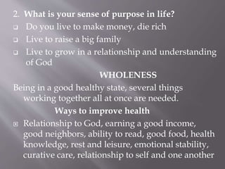 components of Health and wholeness | PPTX