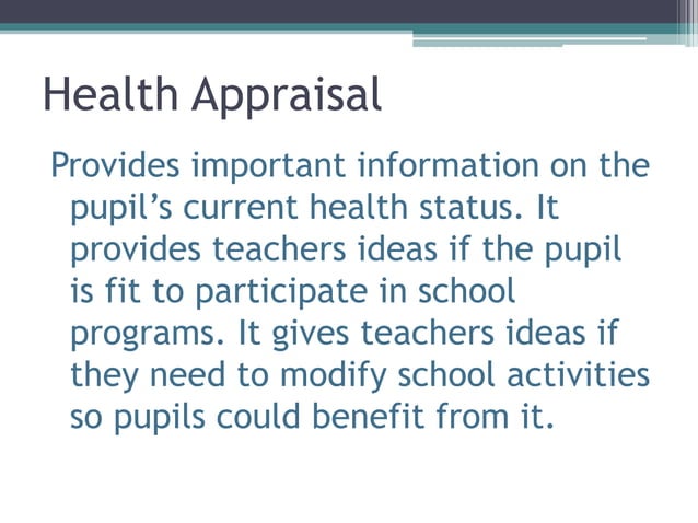 Health appraisal procedure | PPTX | Medical Tests | Medical Health