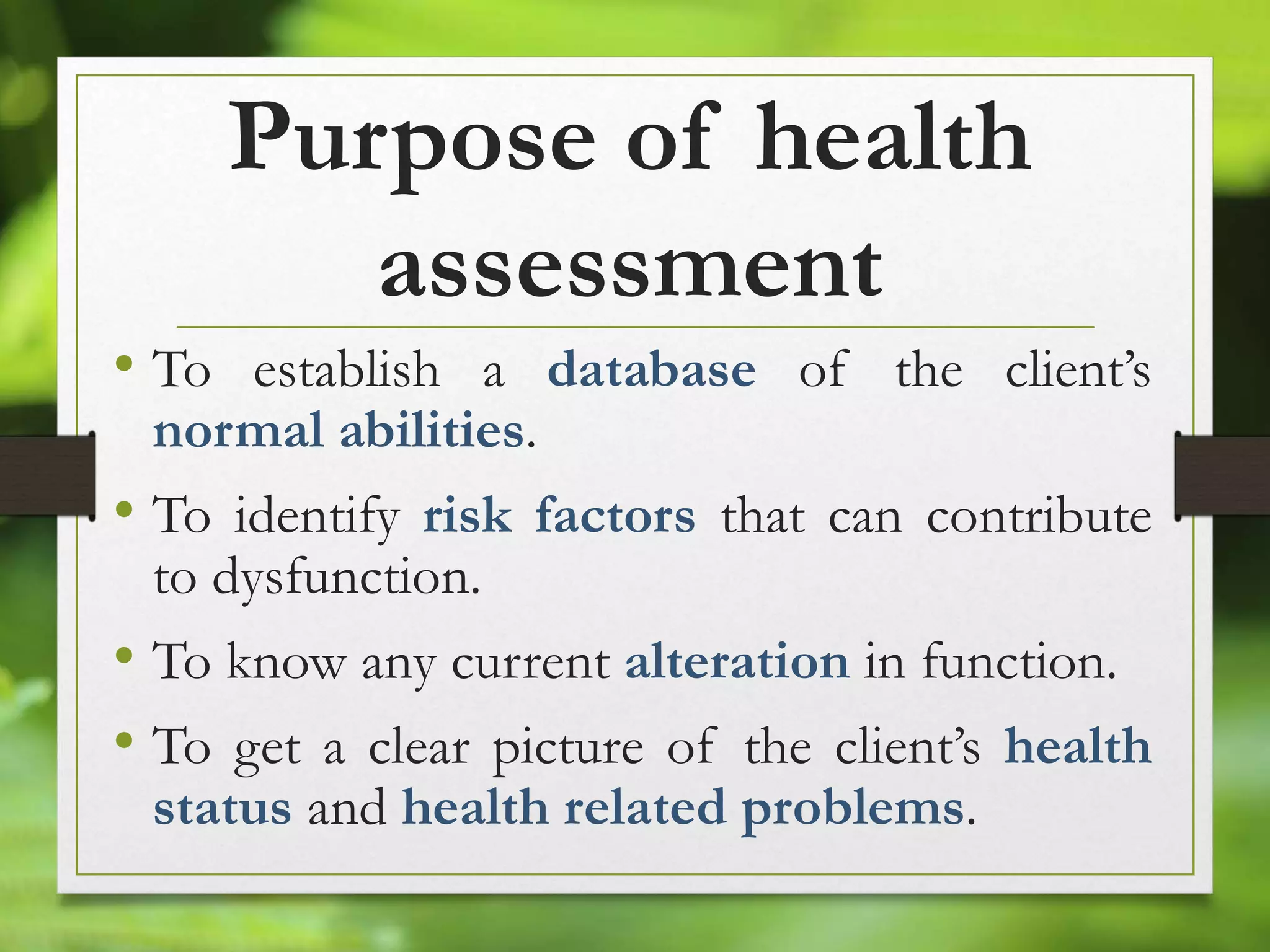Health assessment | PPTX