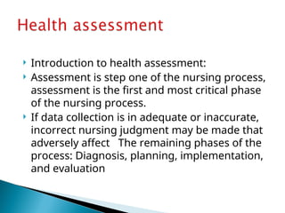 Health assessment.ppt assessment is step | PPT