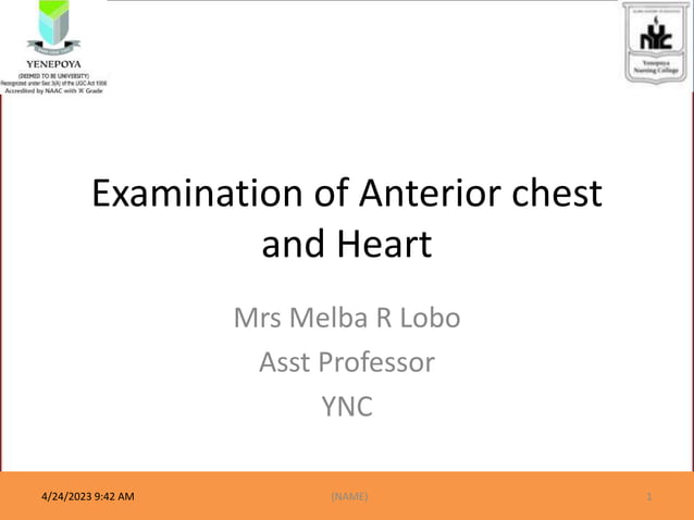 Health Assessment -Anterior chest , heart , abdomen examination.ppt