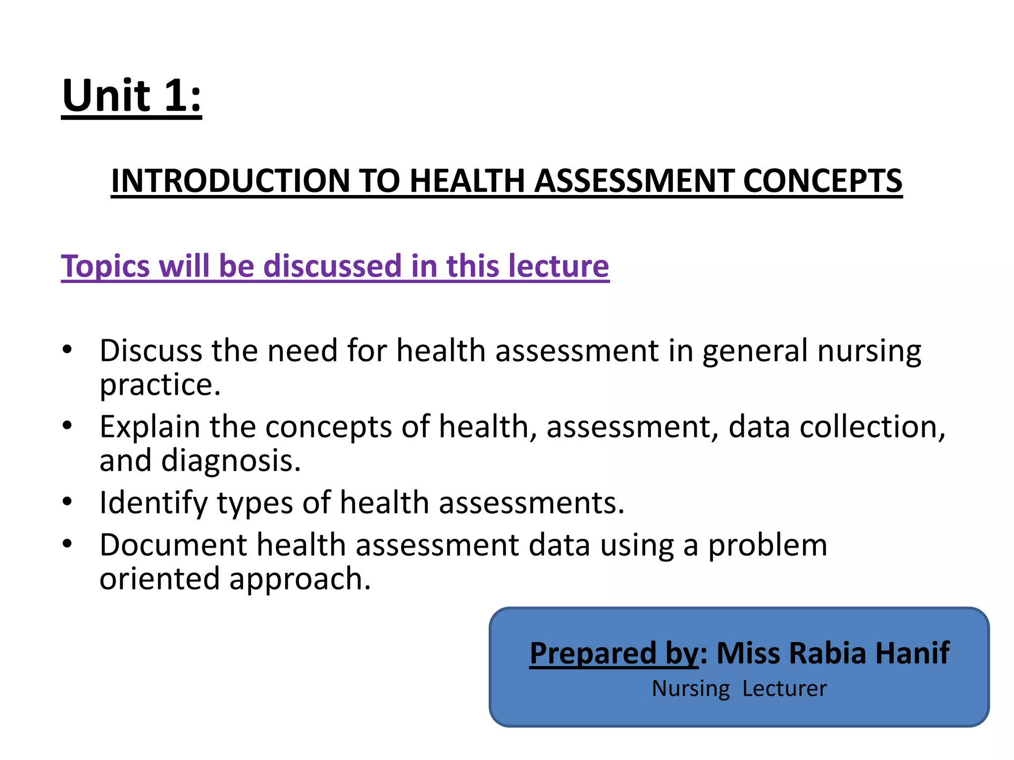 Introduction to Health assessment | PDF