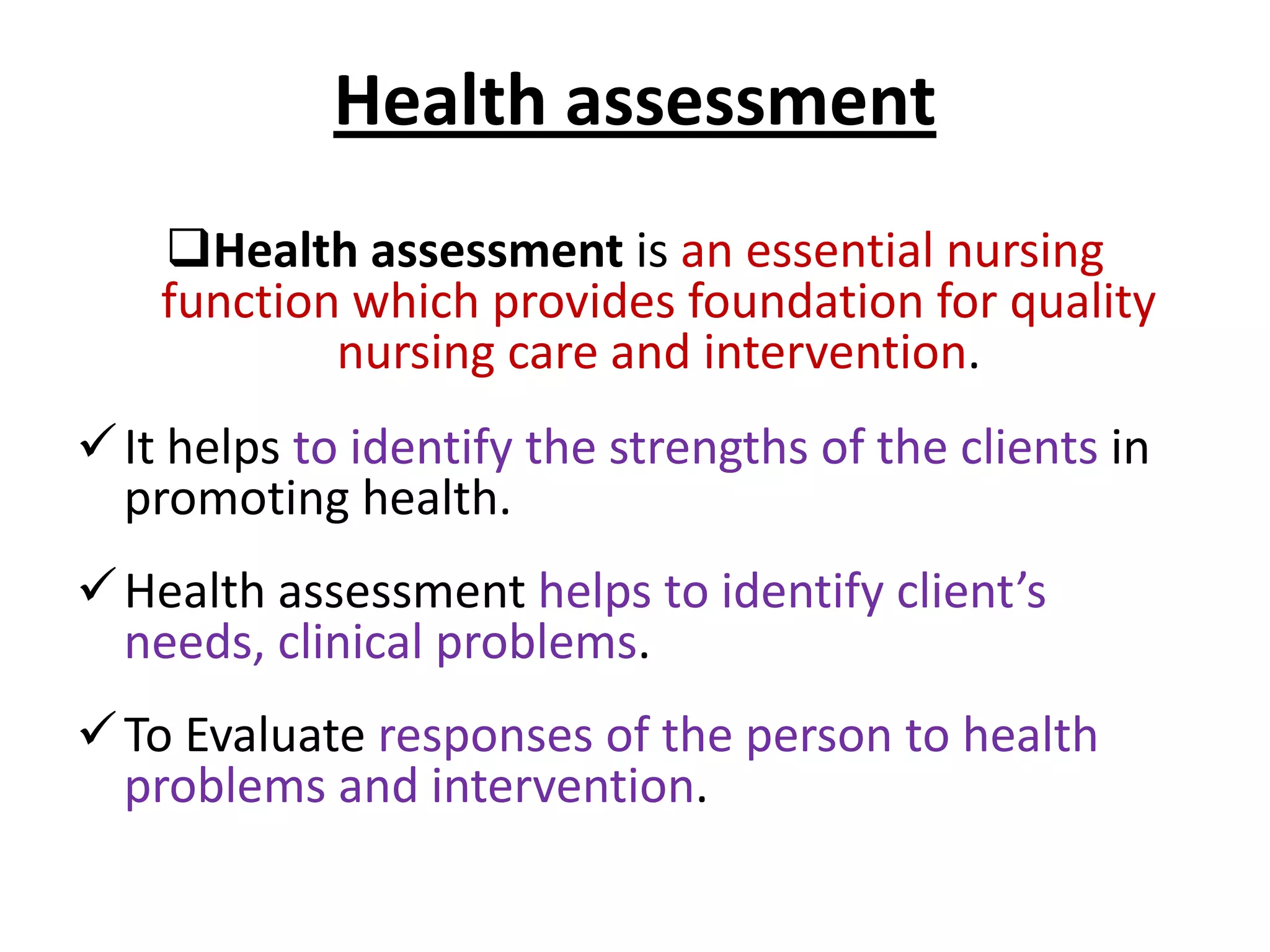 Introduction to Health assessment | PDF